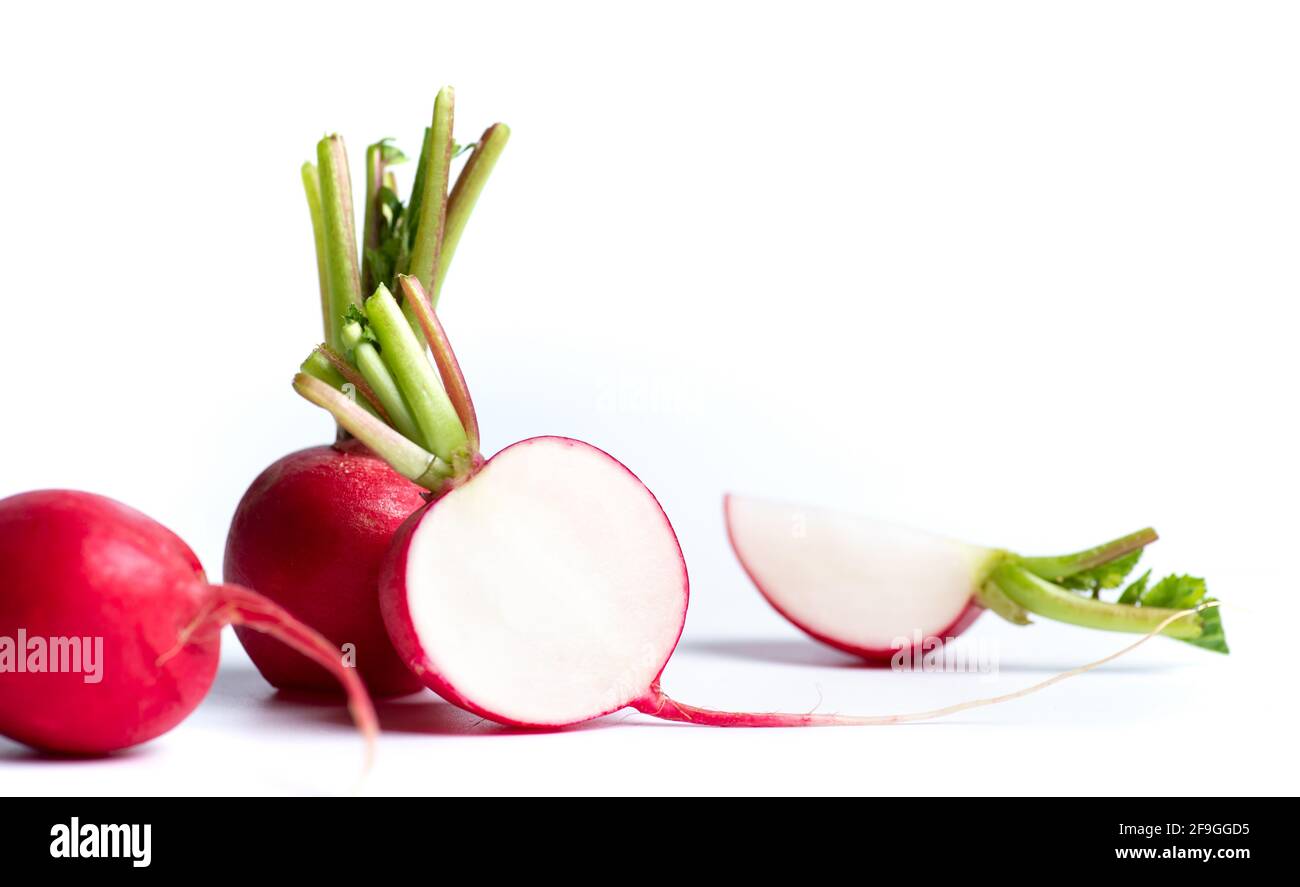 Sliced radish vegetable on white background isolated Stock Photo - Alamy