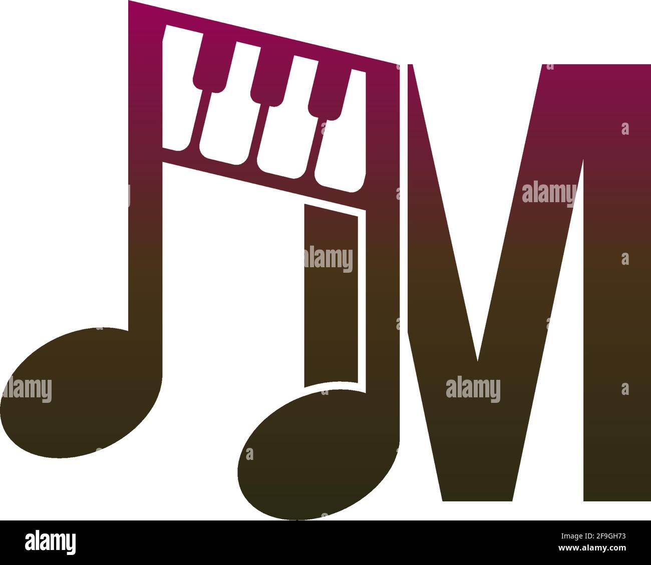 Letter M logo icon with musical note design symbol template vector ...