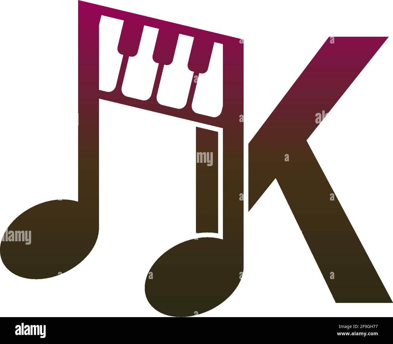Letter K logo icon with musical note design symbol template vector ...