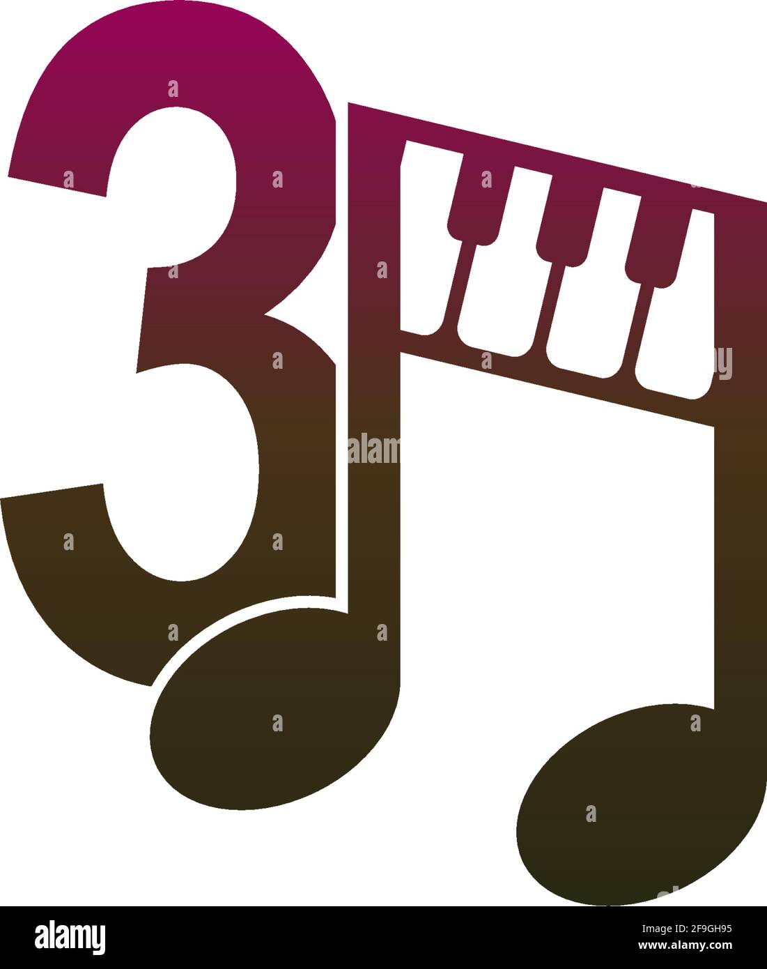 Number 3 logo icon with musical note design symbol template vector ...