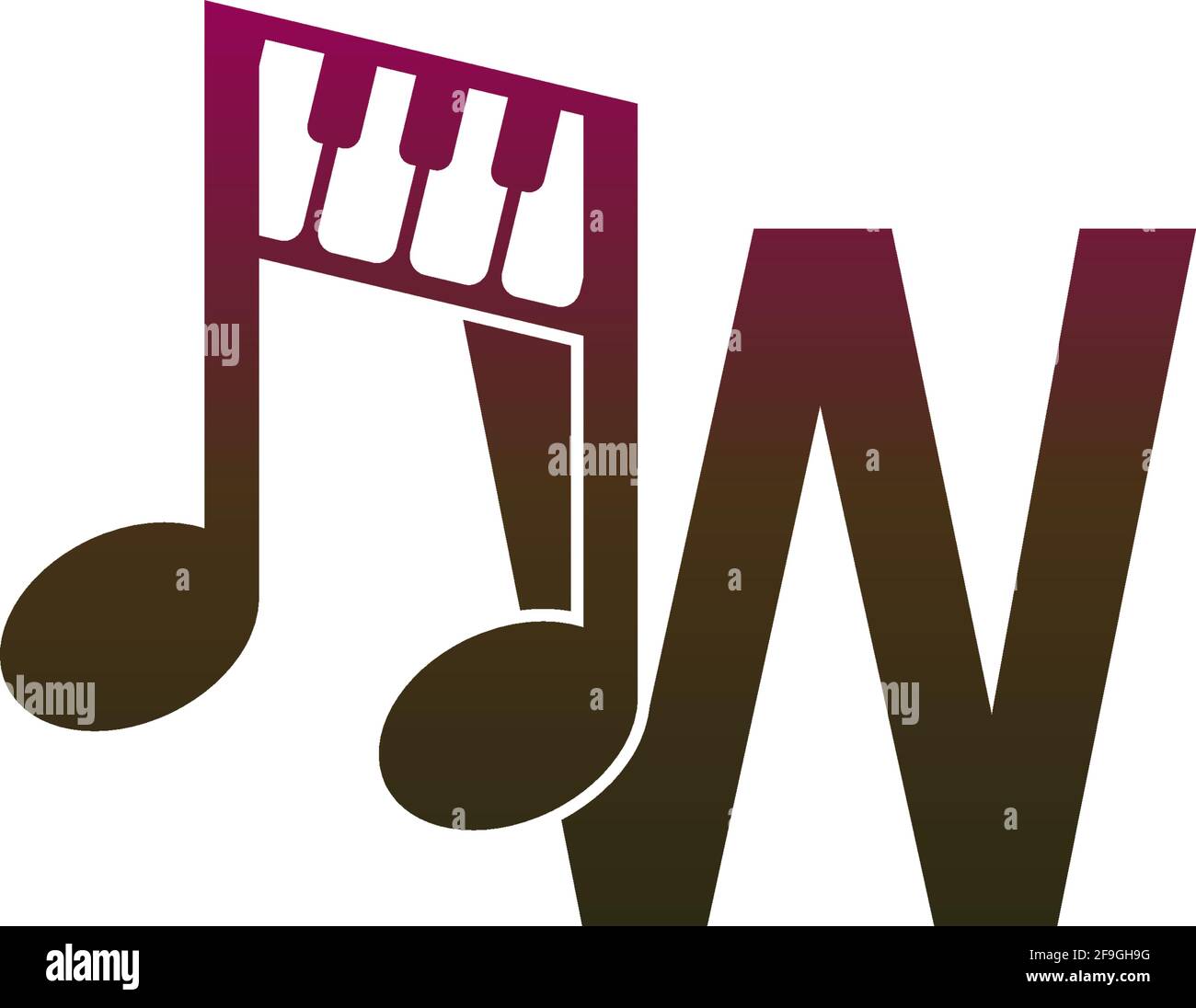 Letter W logo icon with musical note design symbol template vector ...