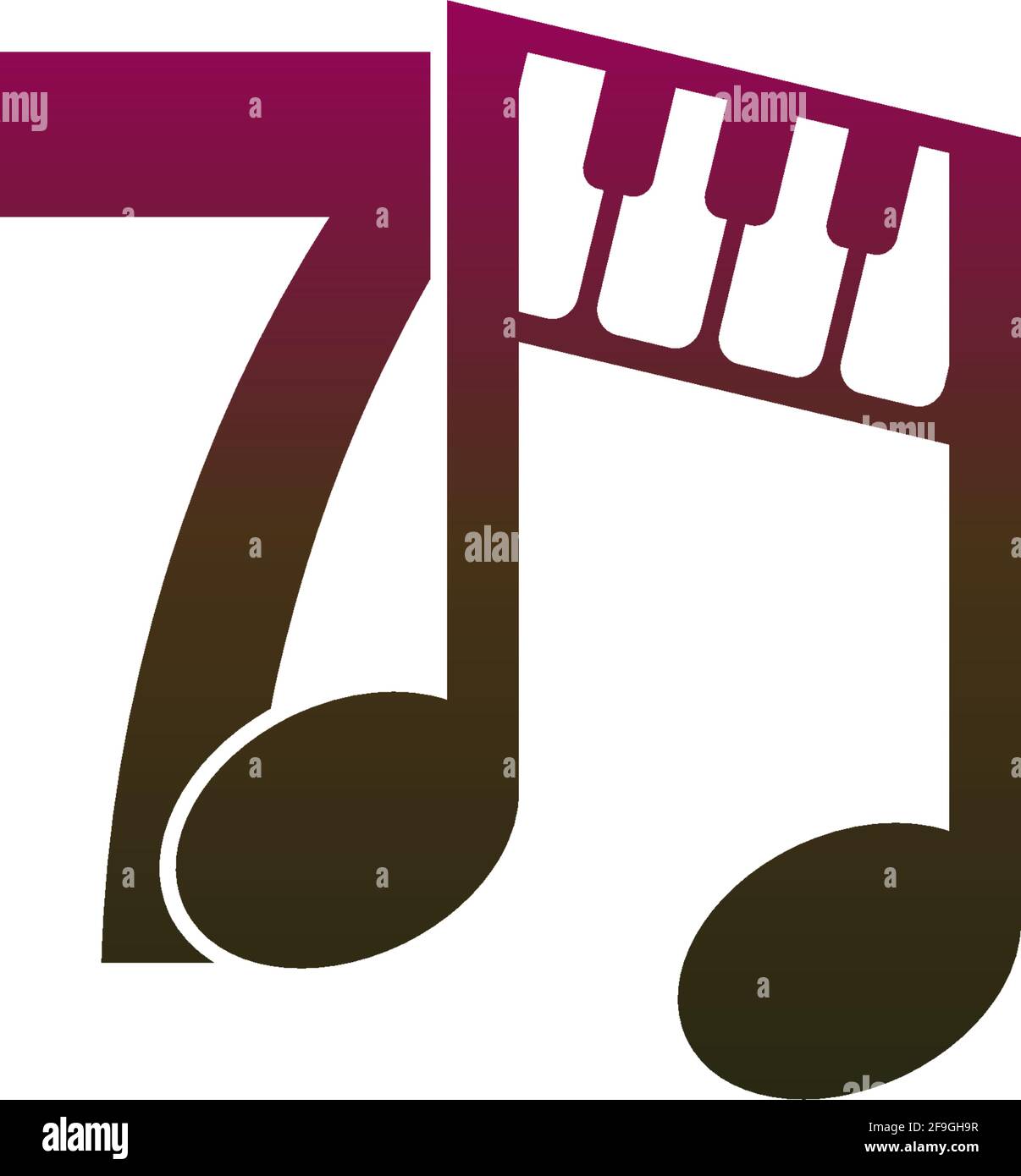 Number 7 logo icon with musical note design symbol template vector ...