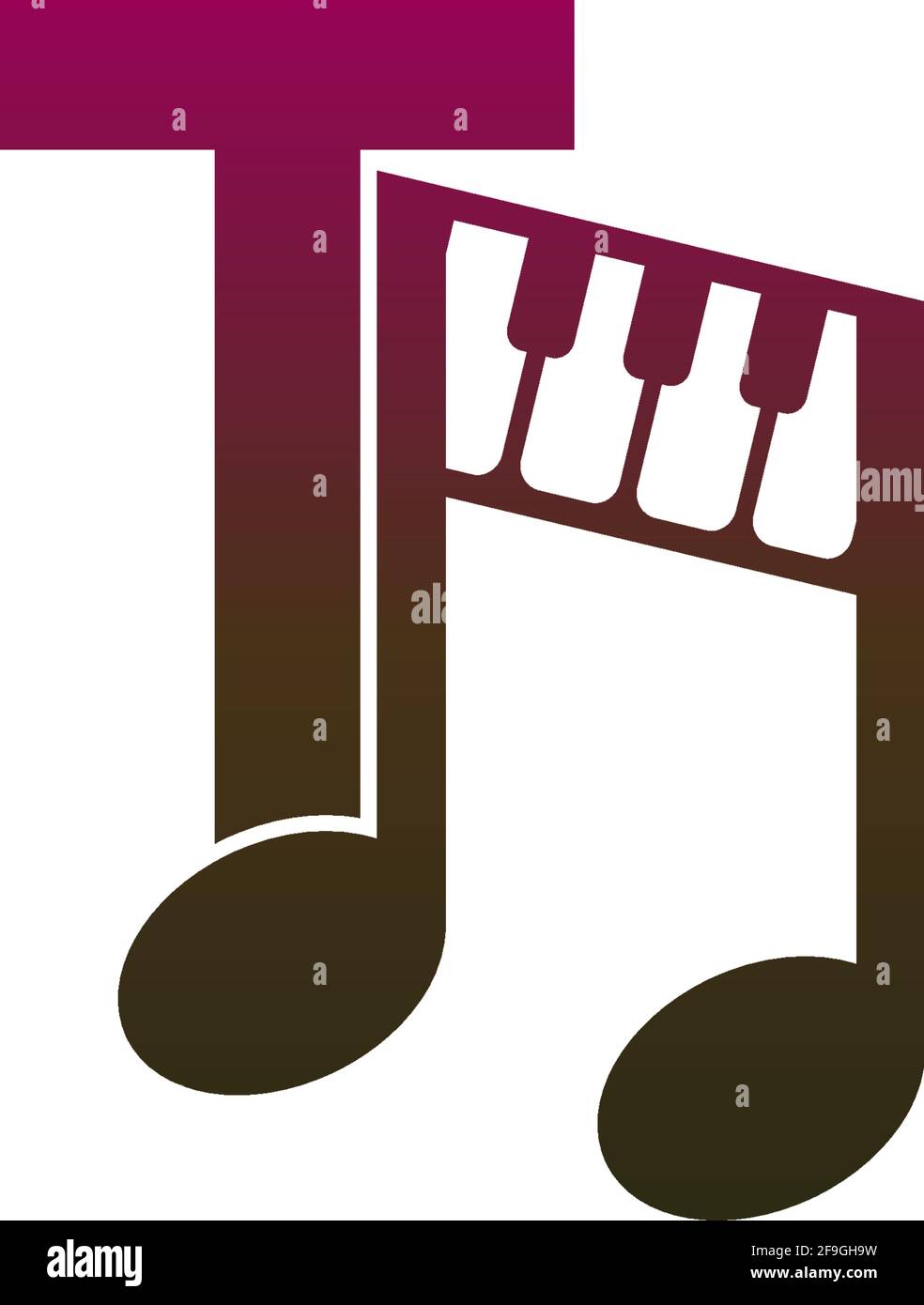 Letter T logo icon with musical note design symbol template vector ...