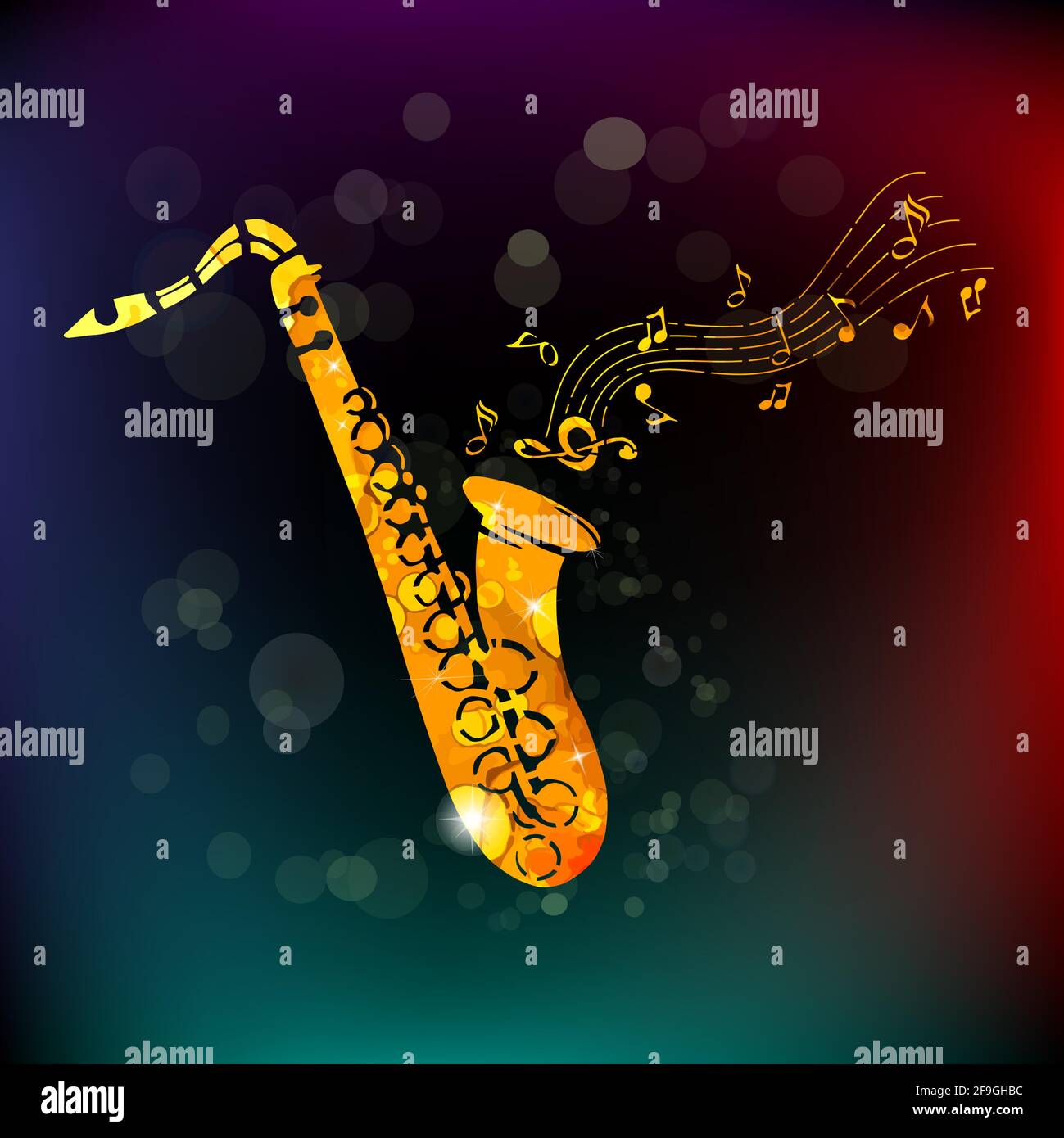 Golden abstract saxophone. Vector illustration Stock Vector Image & Art ...