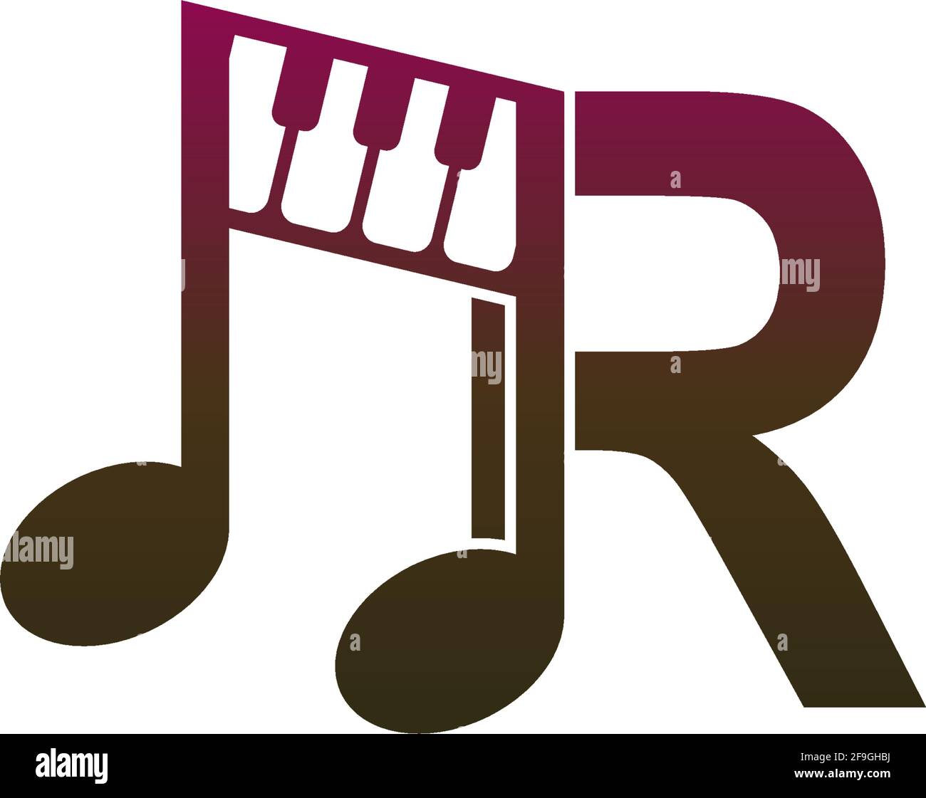 Letter R logo icon with musical note design symbol template vector ...