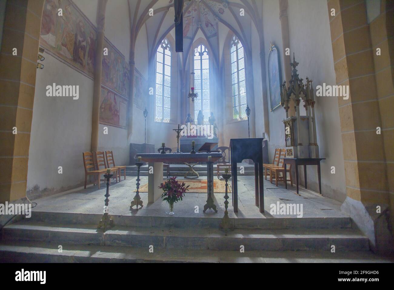 An interior of empty bright church Stock Photo - Alamy