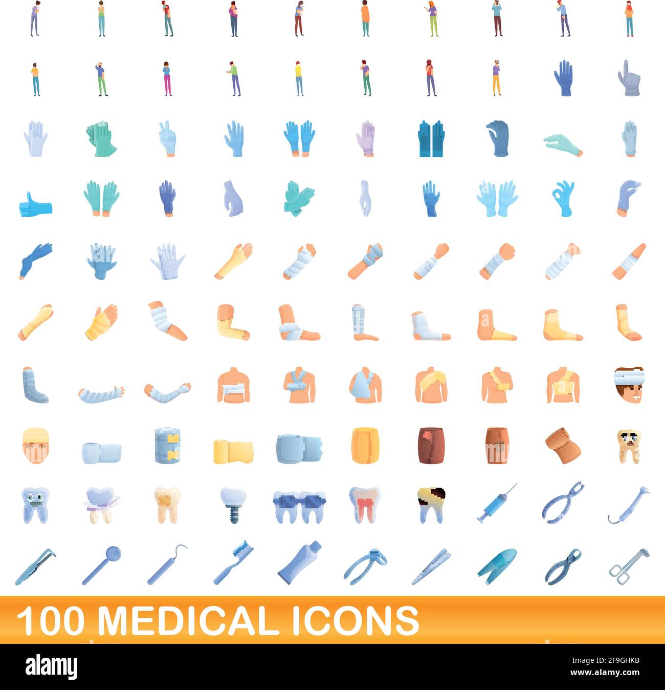 100 medical icons set. Cartoon illustration of 100 medical icons vector ...
