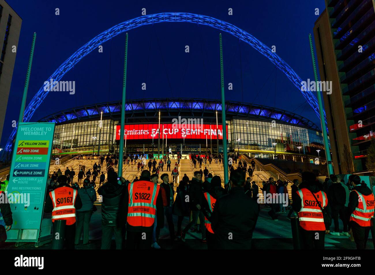 Wembley Stadium, Wembley Park, UK. 18th April 2021.Crowds leaving ...