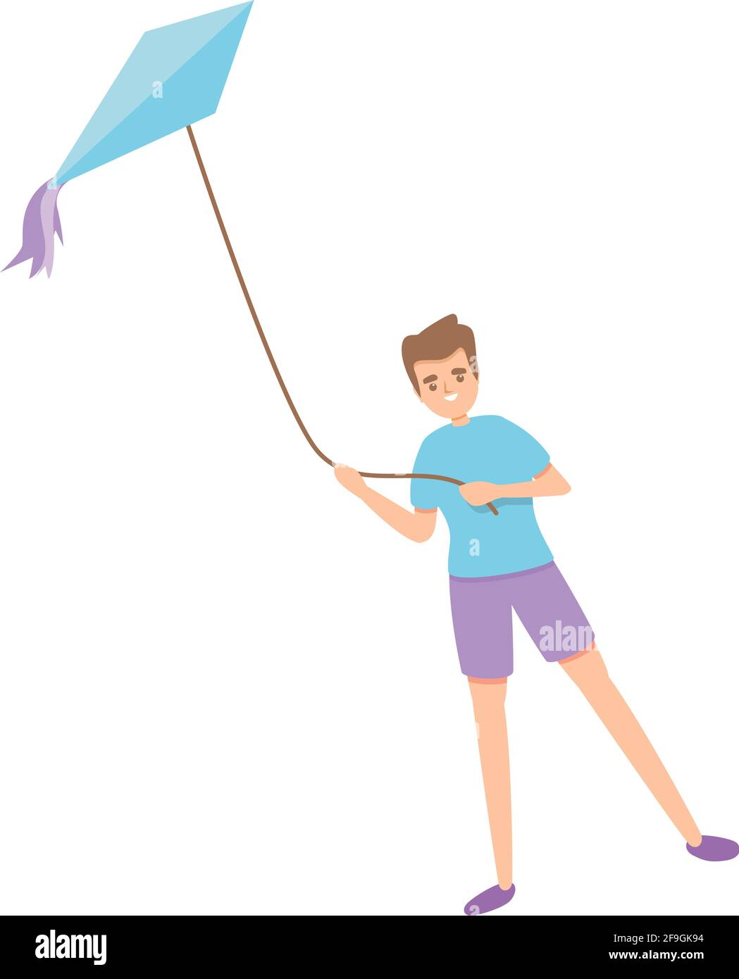 Boy playing kite icon. Cartoon of Boy playing kite vector icon for web ...