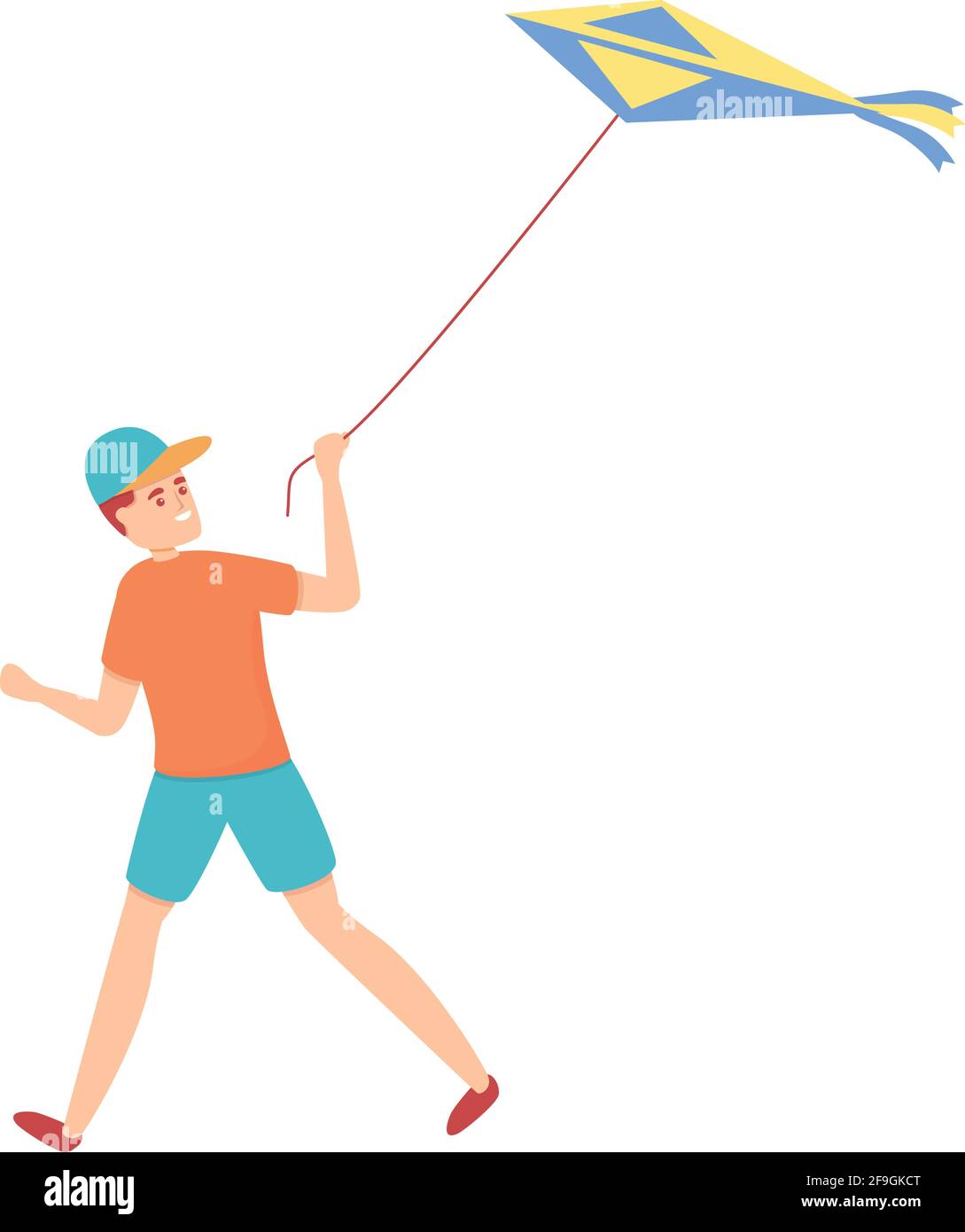 Kids playing kite icon. Cartoon of Kids playing kite vector icon for ...