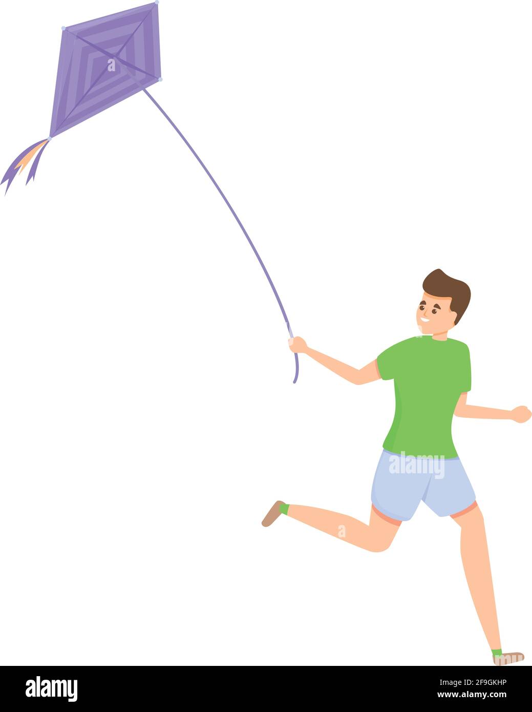 Childhood playing kite icon. Cartoon of Childhood playing kite vector ...