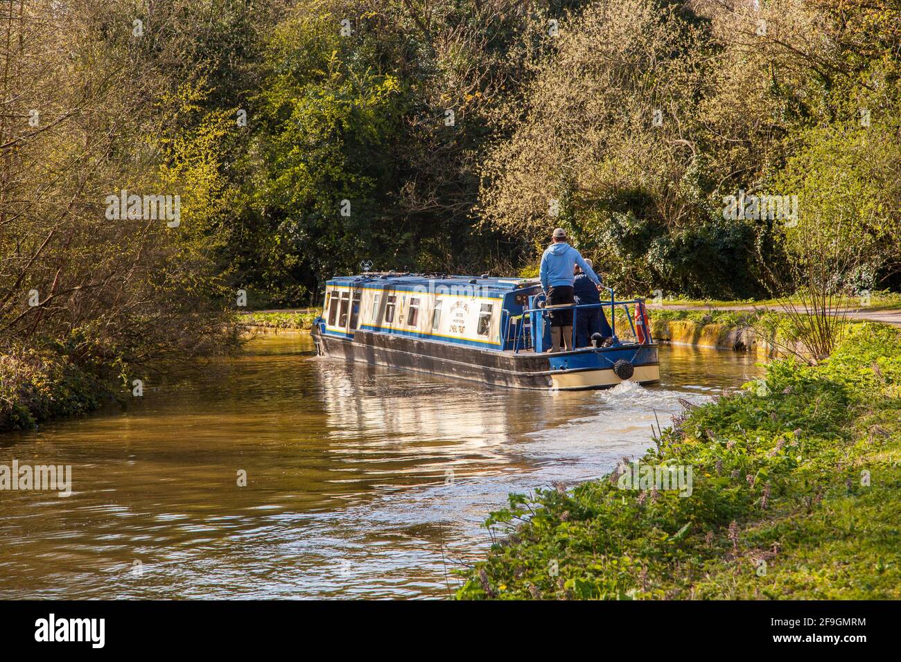 Canal narrowboats on the Trent and Mersey canal near Rode Heath in ...