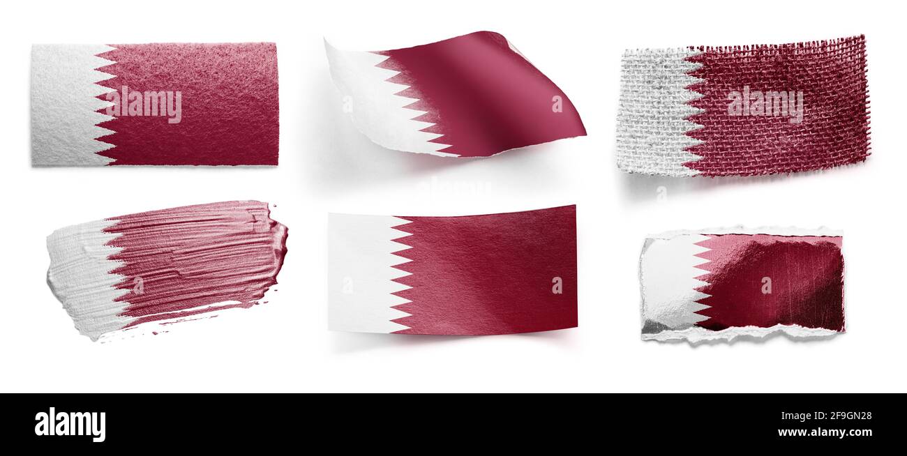Set of the national flag of Qatar on a white background Stock Photo - Alamy