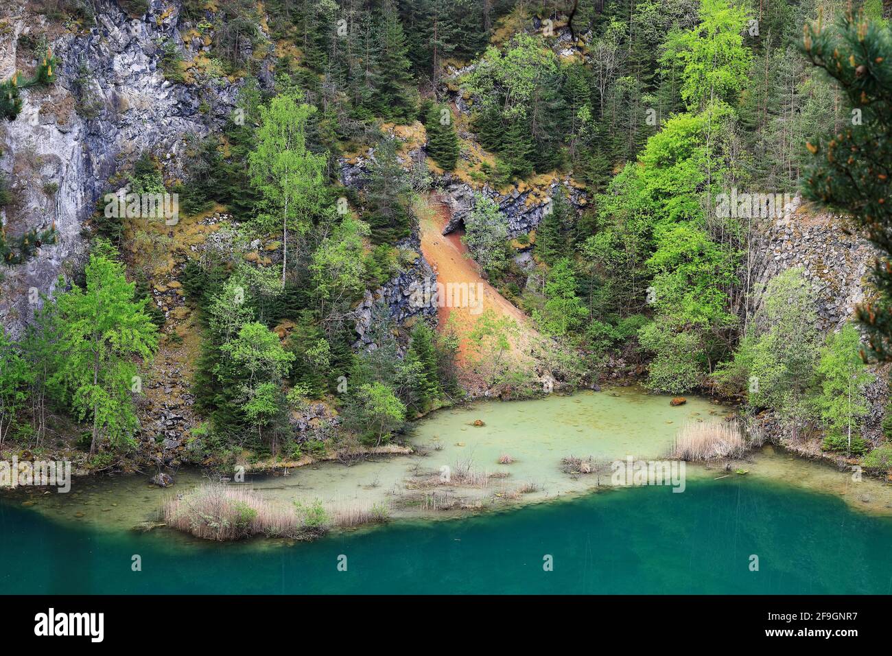 Volcanic lake on the Hoewenegg mountain, Immendingen, Upper Danube ...