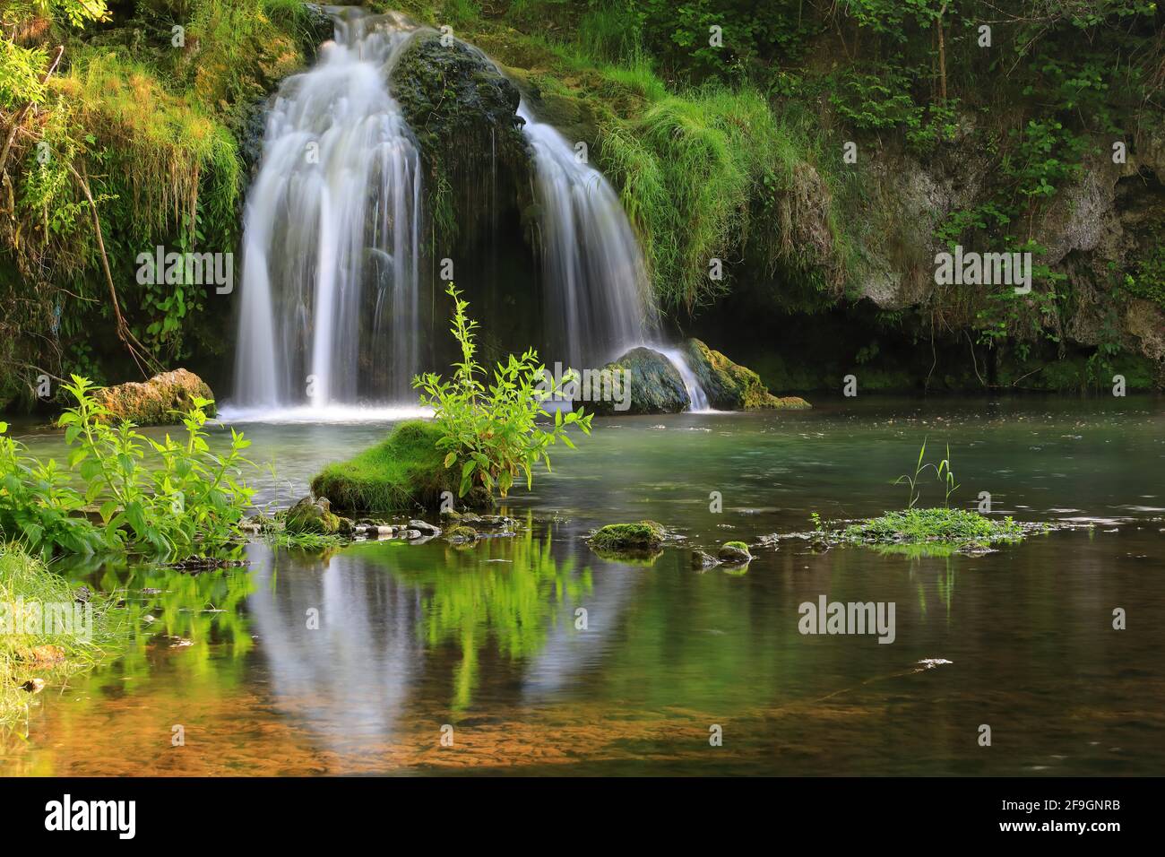 Waterfall Gies, Veringenstadt, Upper Danube nature park Park, Baden ...
