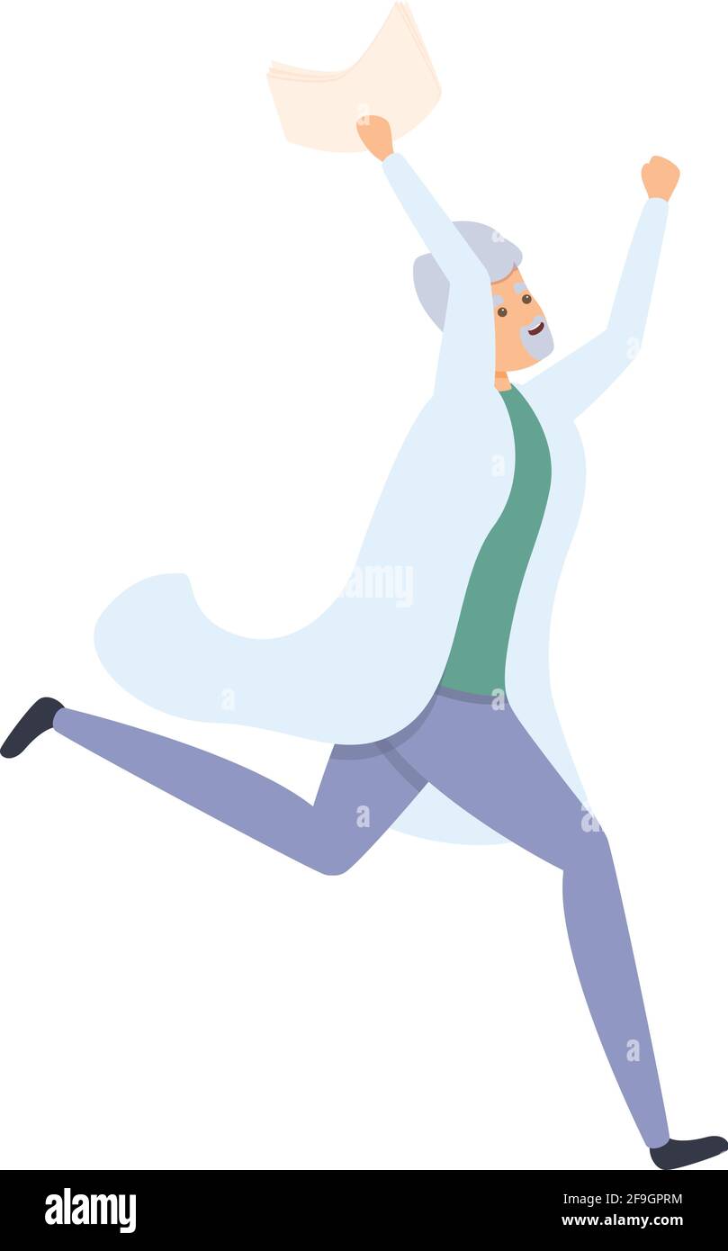 Happy running scientist icon. Cartoon of Happy running scientist vector ...