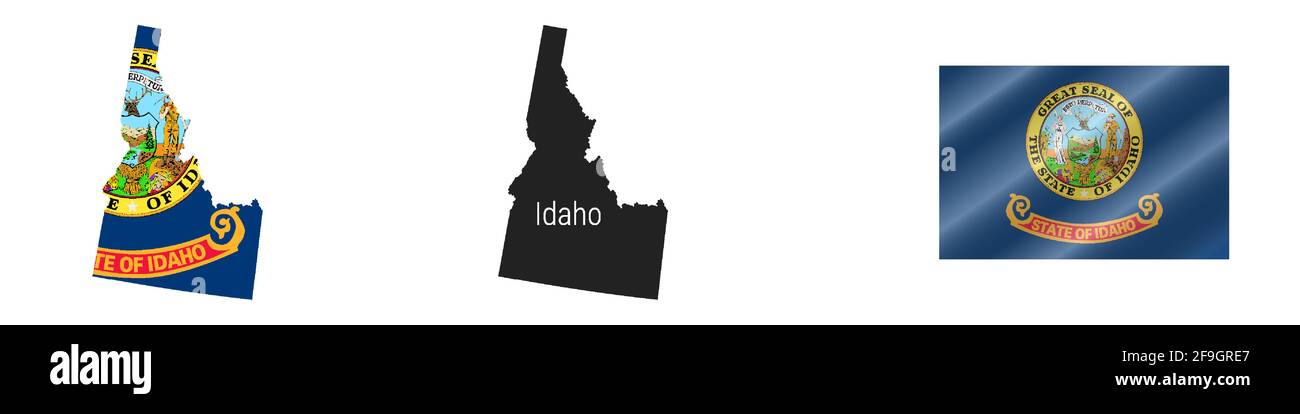 Idaho Us State Map With Masked Flag Detailed Silhouette Waving Flag