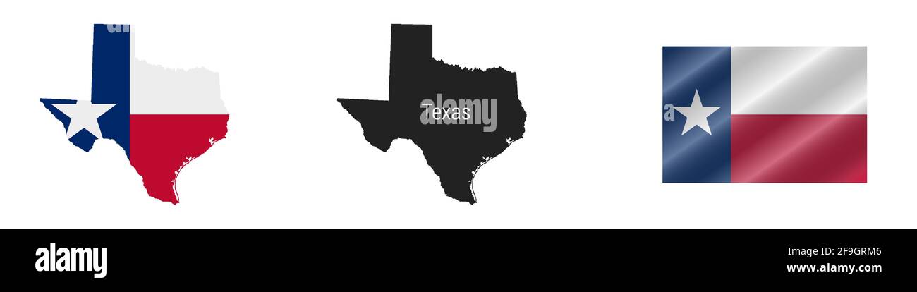 Texas Us State Map With Masked Flag Detailed Silhouette Waving Flag