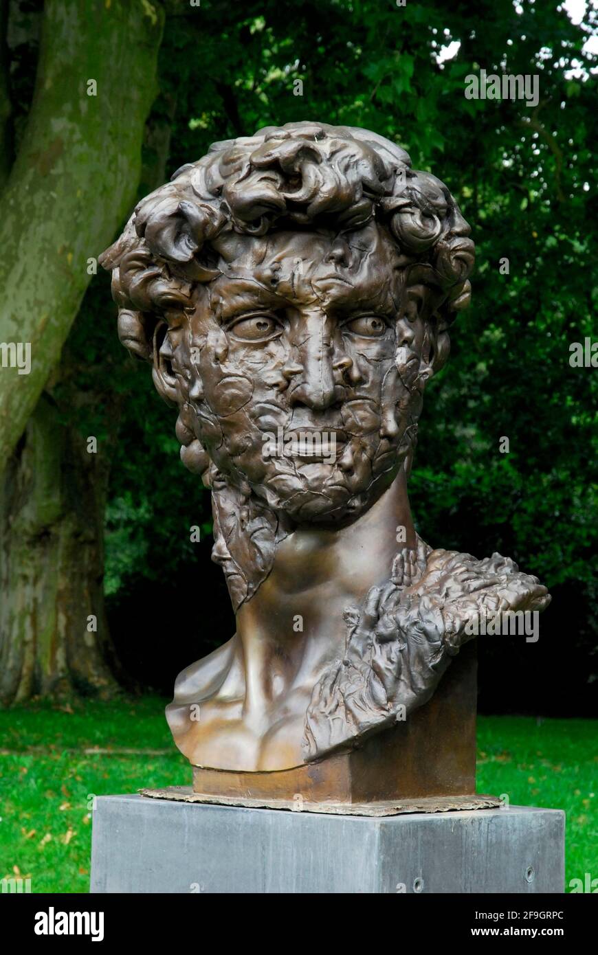 Sculpture by Caspar Berger David, Self Portrait No. 11, spa garden, Bad ...