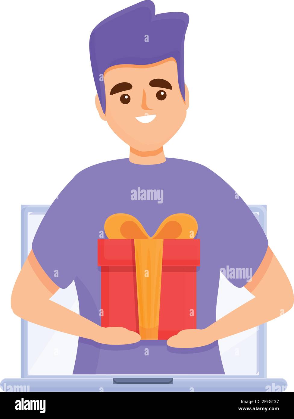 Friend gift online party icon. Cartoon of Friend gift online party ...