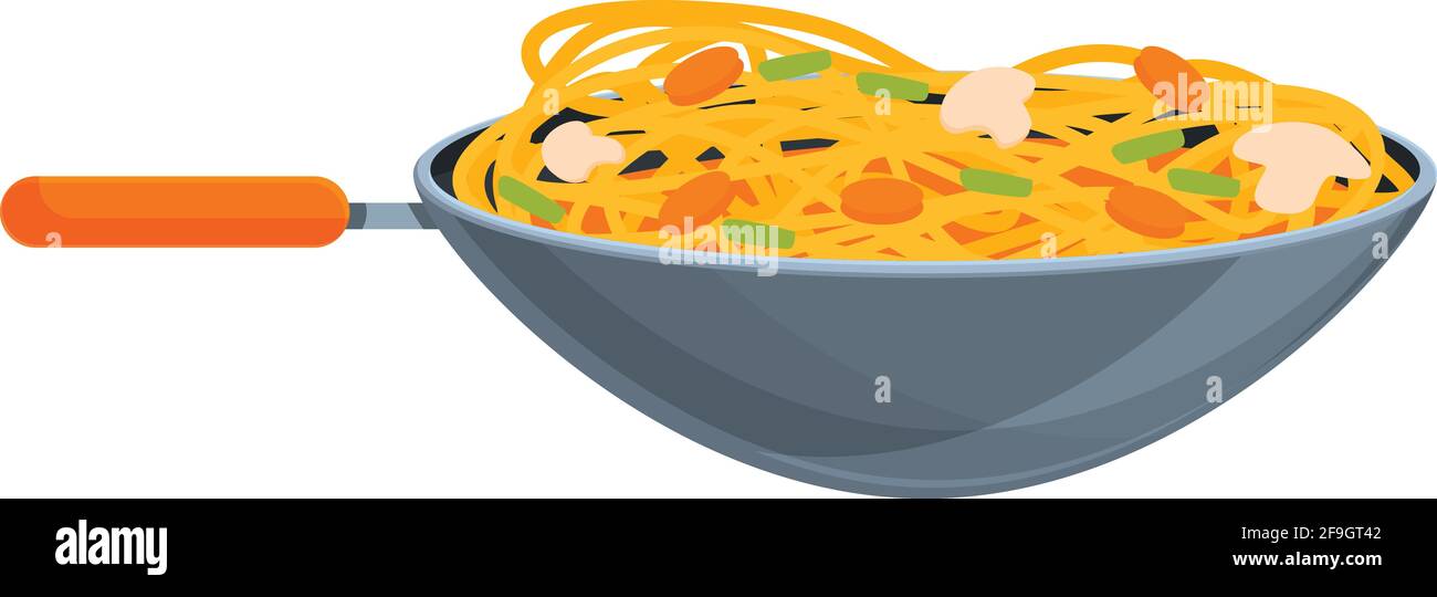 Wok pan icon. Cartoon of Wok pan vector icon for web design isolated on ...