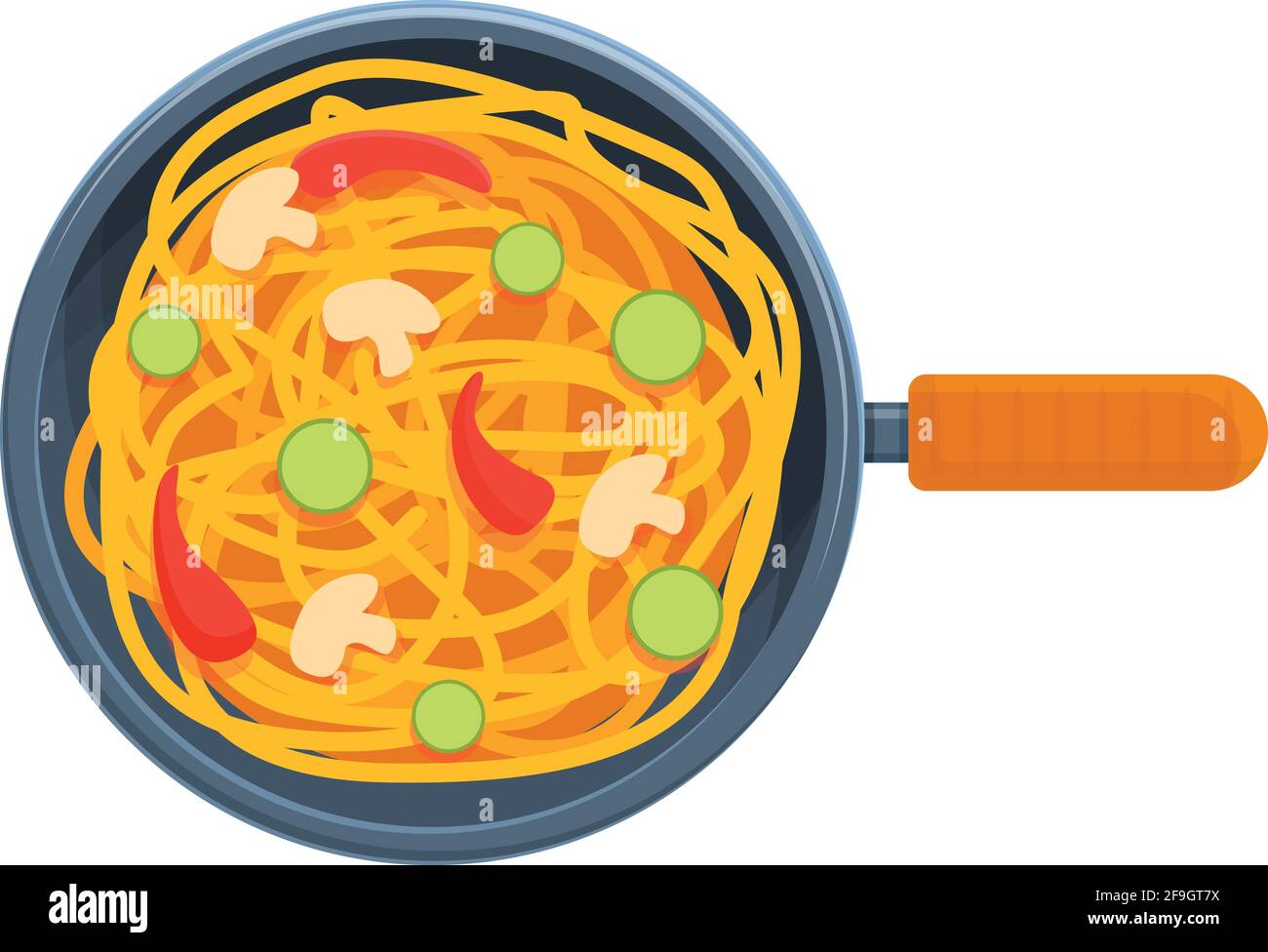 Top view wok pan icon. Cartoon of Top view wok pan vector icon for web ...
