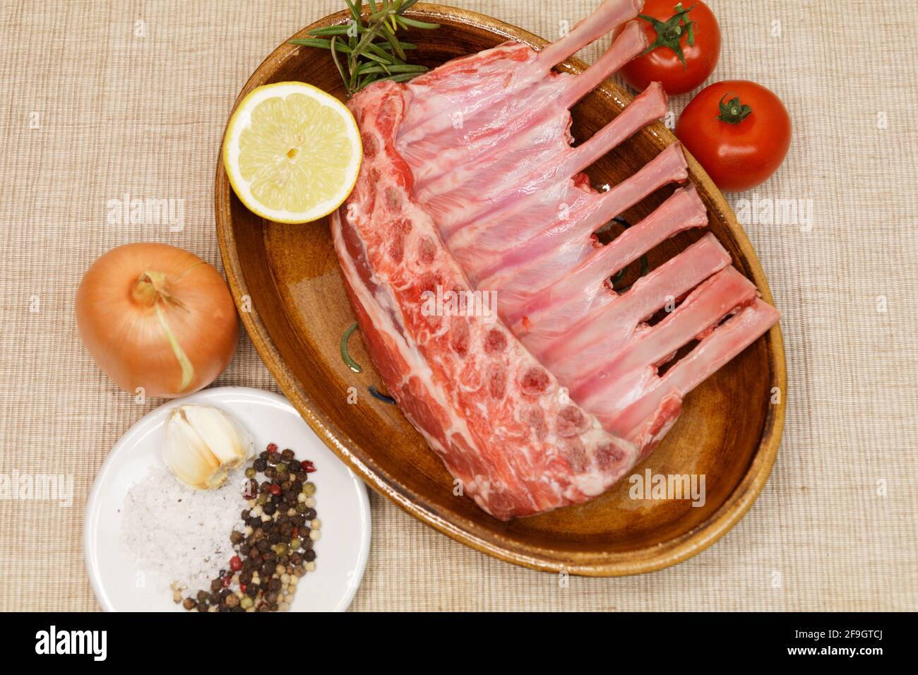 raw lamb chops with different ingredients Stock Photo - Alamy
