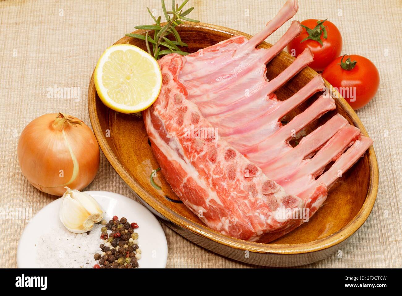 raw lamb chops with different ingredients Stock Photo - Alamy