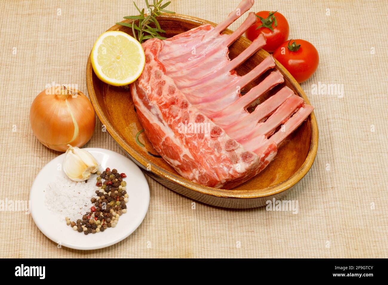 raw lamb chops with different ingredients Stock Photo - Alamy