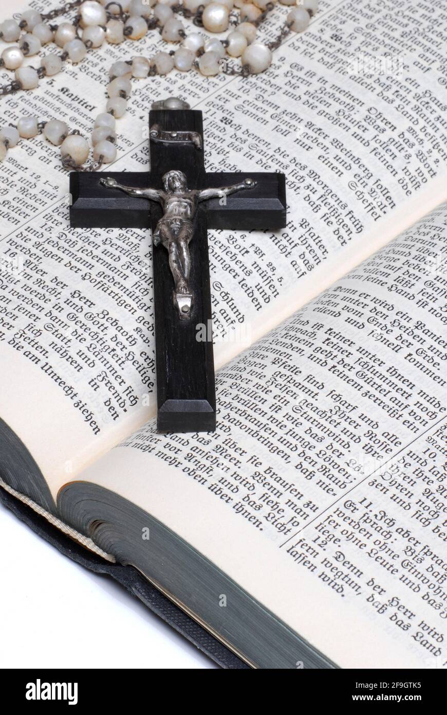 Crucifix and rosary, on bible, cross, rosary chain, Jesus cross, book ...