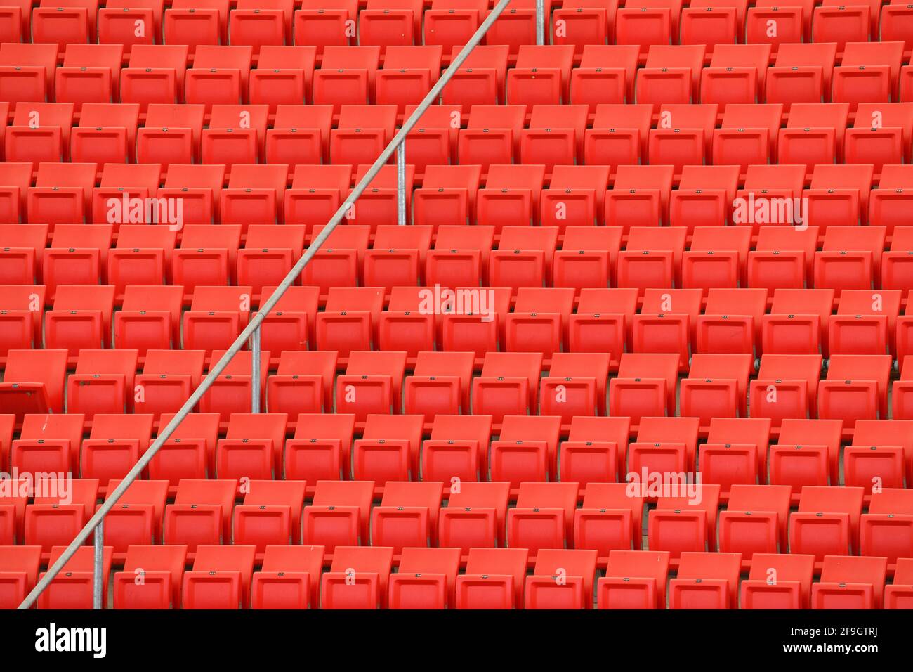 Red rows of seats on the grandstand, Mercedes-Benz Arena, Stuttgart ...