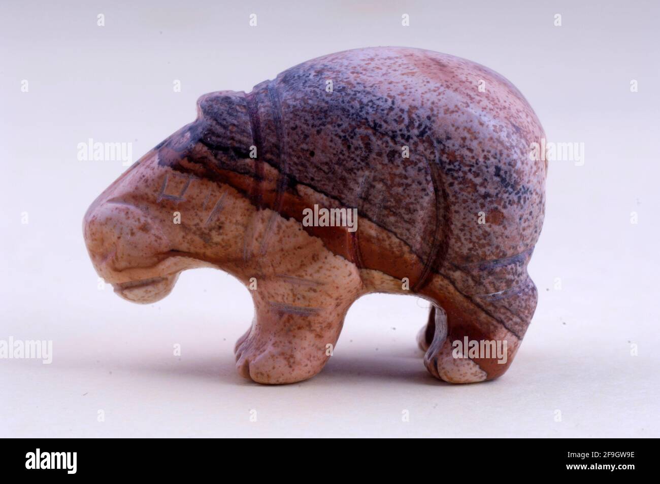 Landscape jasper in the shape of hippopotamus, chalcedony, healing ...