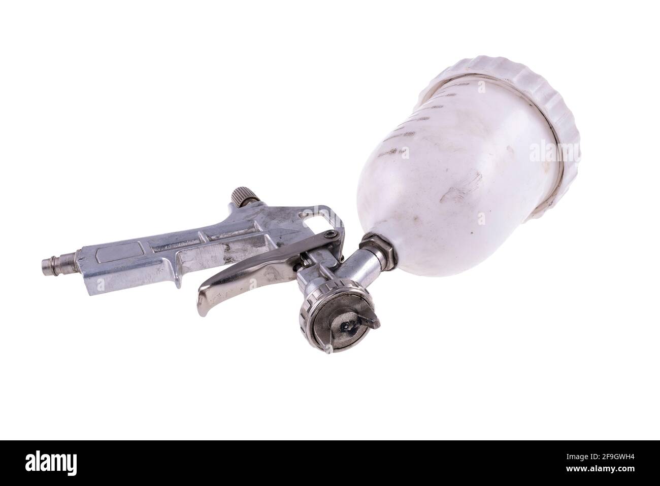 Old paint spray gun. Dirty and damaged tools for mechanics. Isolated ...
