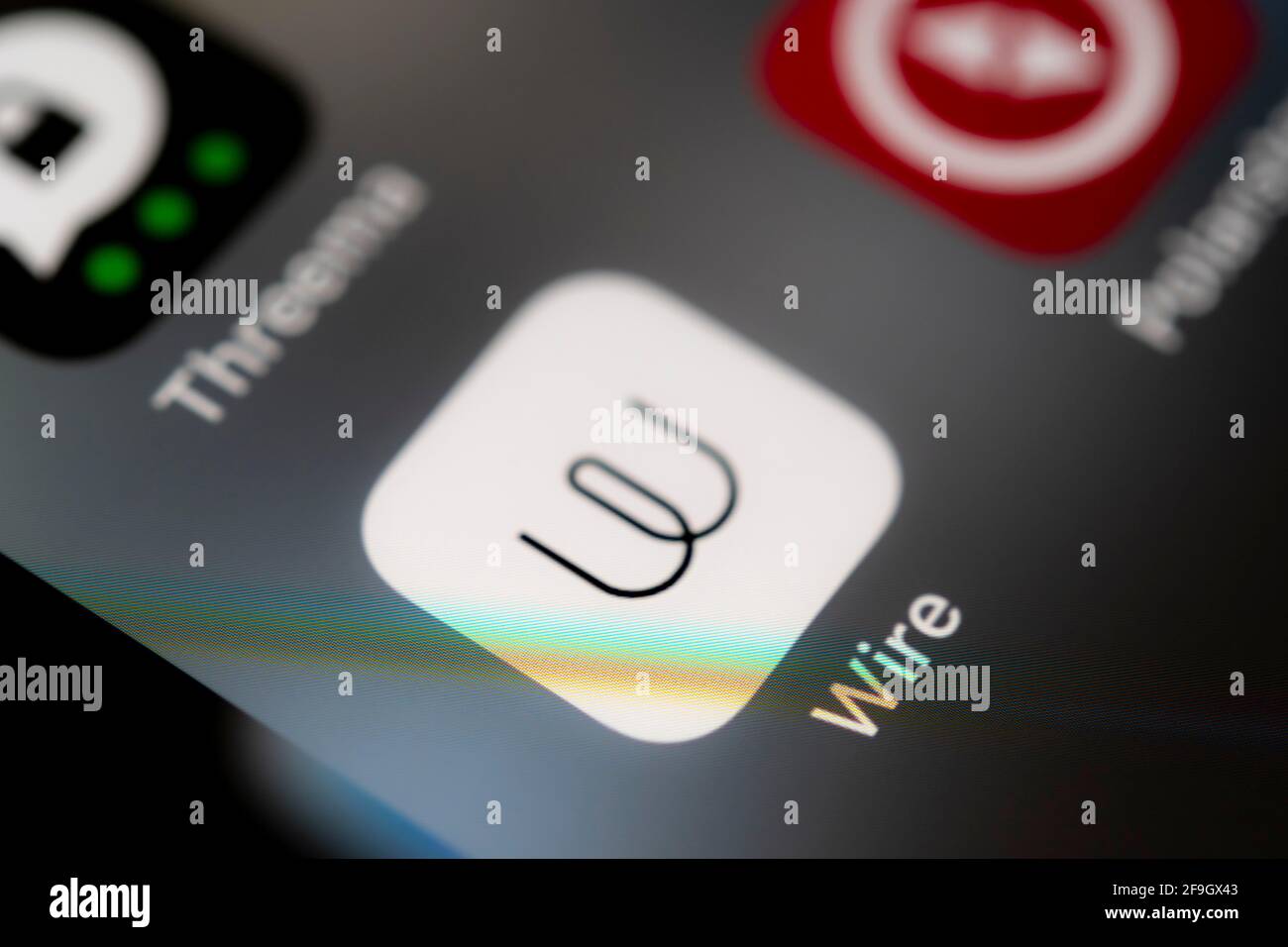 Wire, Logo, App-Icon, Anzeige auf einem Bildschirm vom Handy ...
