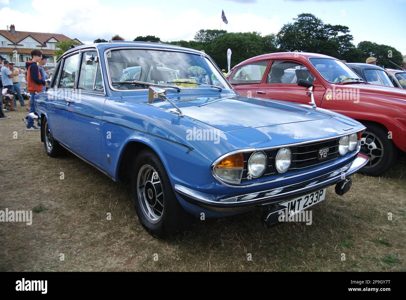 A 1975 Triumph 2000 TC car parked up on display at the English Riviera ...