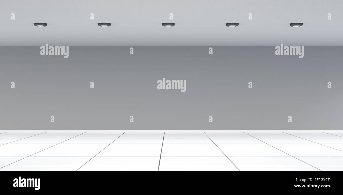 modern design empty room interior with white tile floor 3d render ...