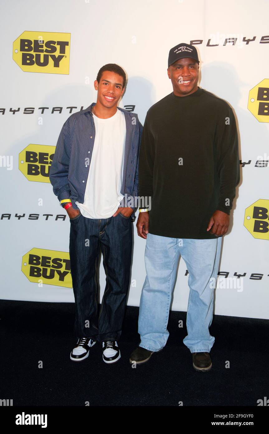 Barry Bonds (R) and son Nikolai Bonds attends arrivals for Launch of ...