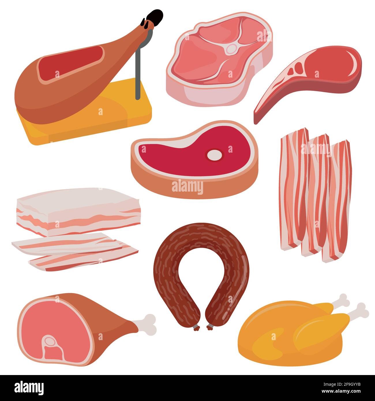 Pork meat icon flat Cut Out Stock Images & Pictures - Alamy