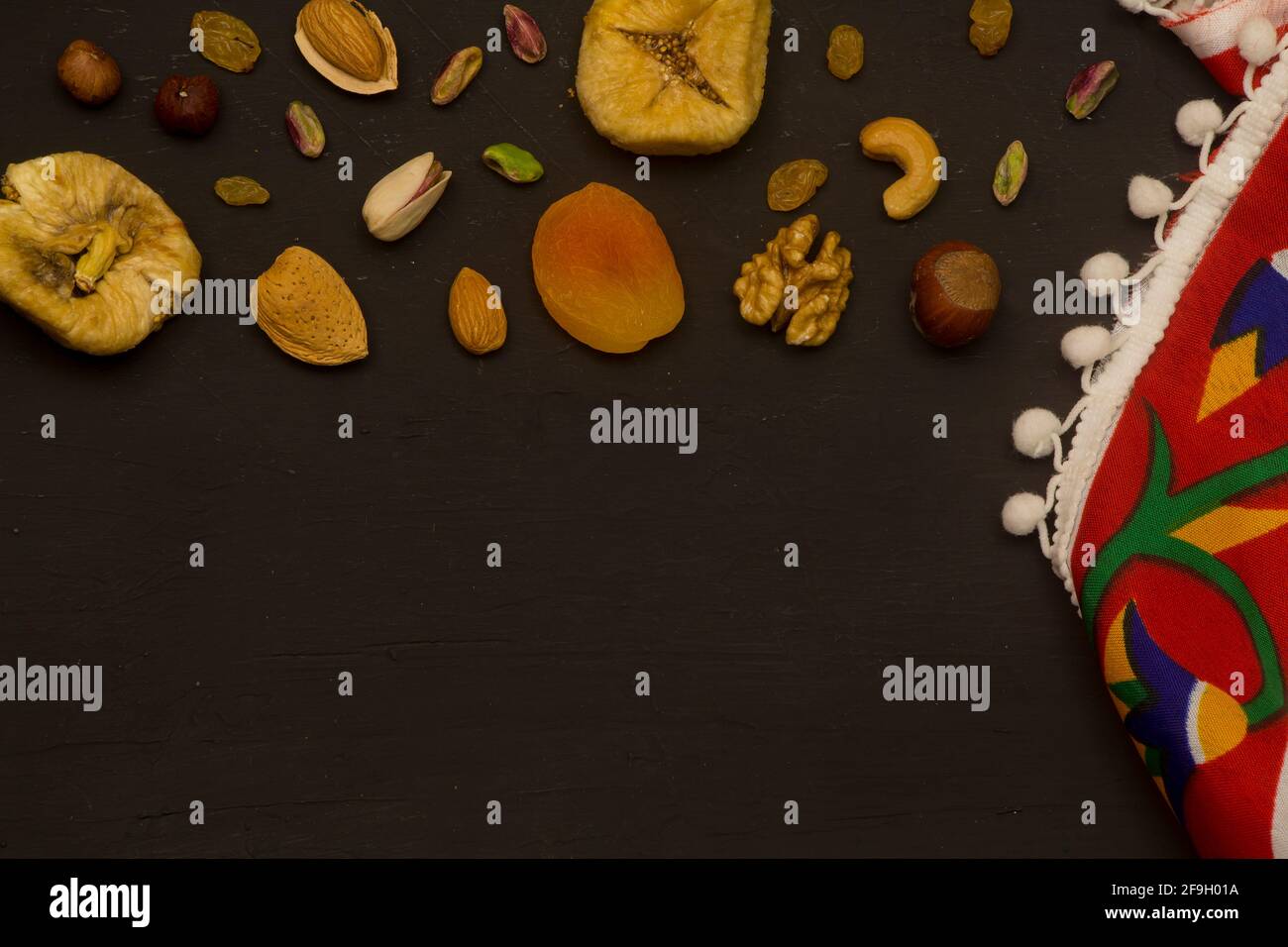 Ramadan Food Background with copy space - black wooden table with ...