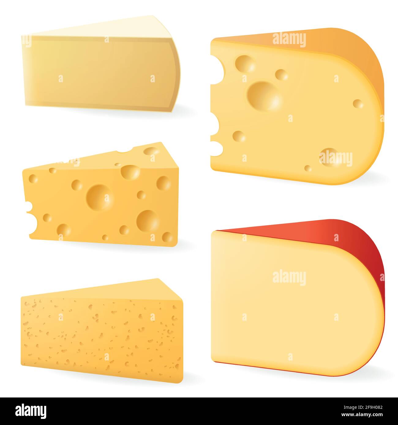 Illustration types food cheese Cut Out Stock Images & Pictures - Alamy