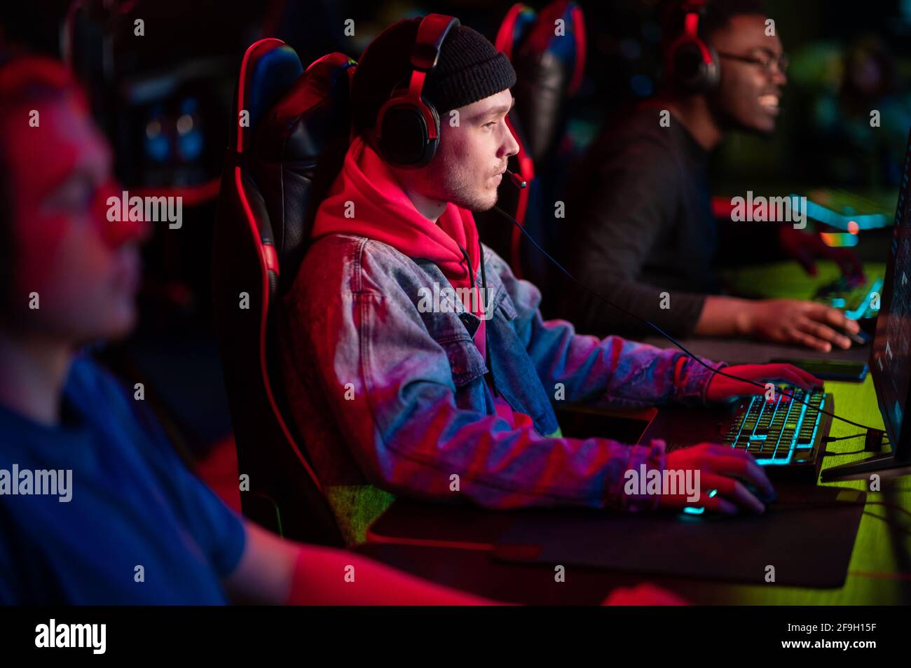 Training bootcamp for professional esports players. Young cyber ...