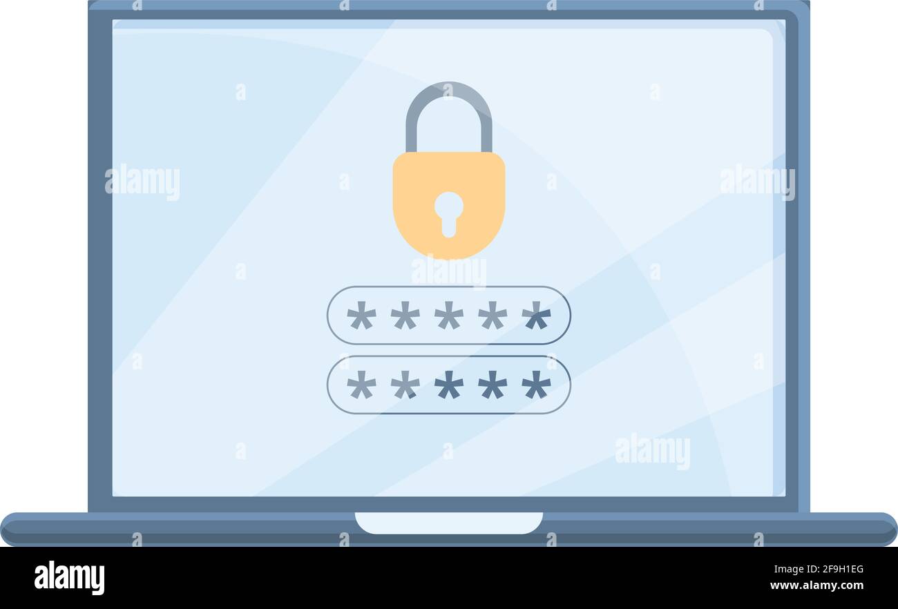 Laptop password protection icon. Cartoon of Laptop password protection ...