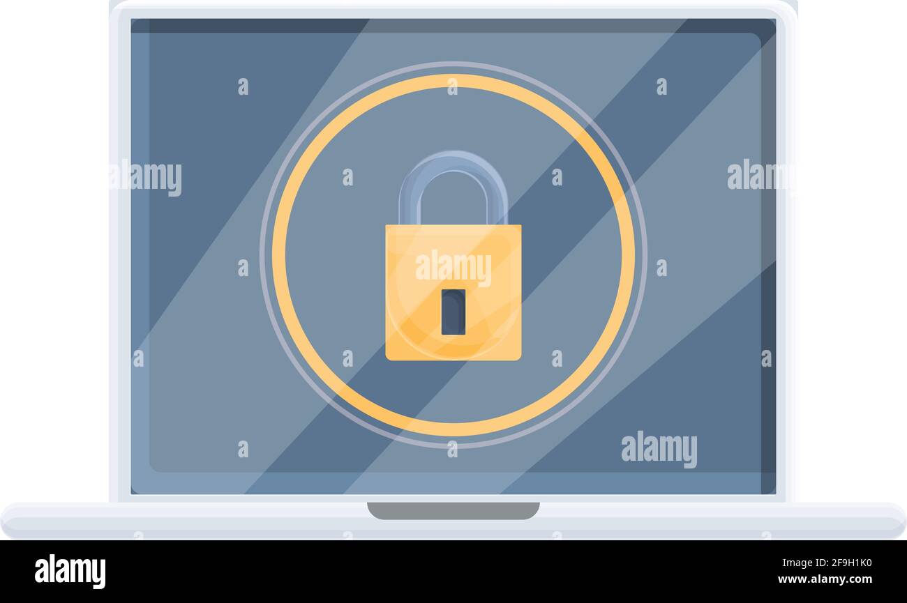 Great laptop password protection icon. Cartoon of Great laptop password ...