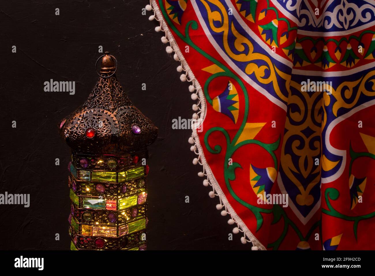 Ramadan Background - Islamic fabric with Arabian lantern Stock Photo ...