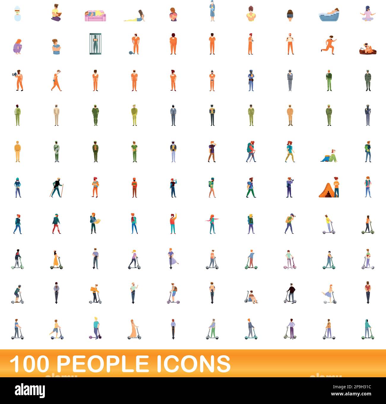 100 people icons set. Cartoon illustration of 100 people icons vector ...