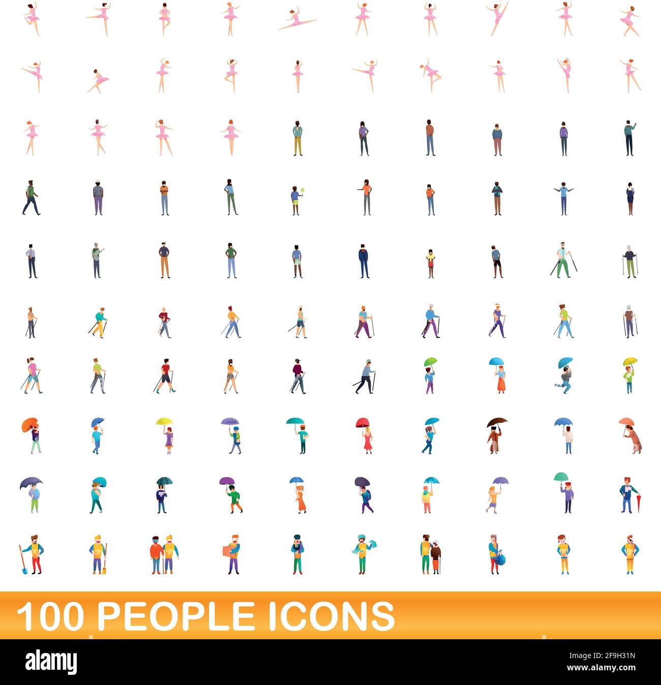 100 people icons set. Cartoon illustration of 100 people icons vector ...