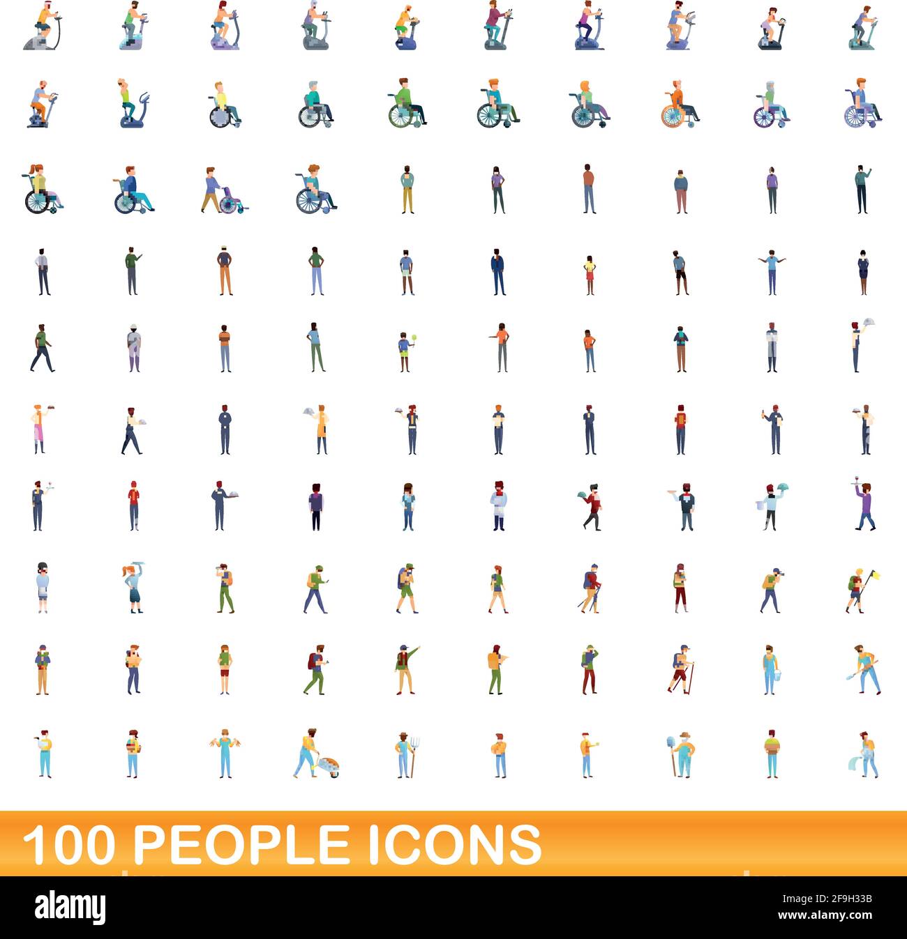 100 people icons set. Cartoon illustration of 100 people icons vector ...
