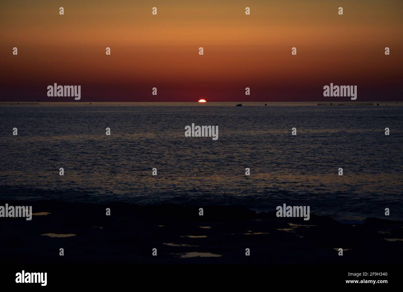 DELIMA, MALTA - Apr 11, 2015: Sun rise as seen from the Delimara ...