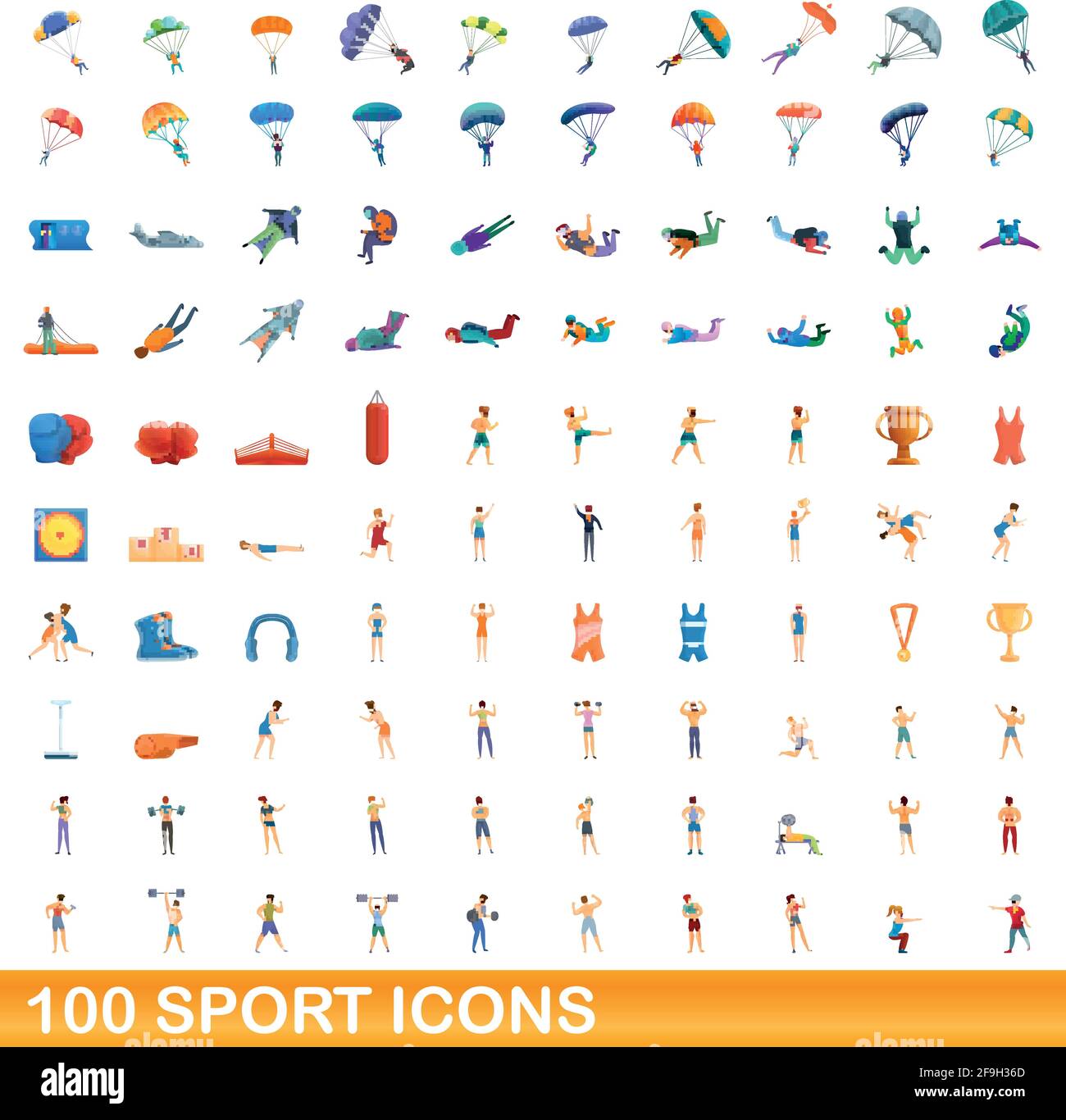 100 sport icons set. Cartoon illustration of 100 sport icons vector set ...