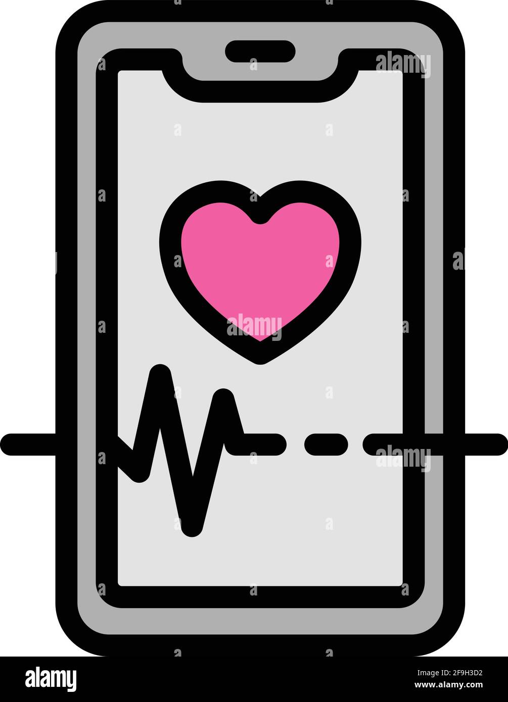 Phone heart rate app icon. Outline Phone heart rate app vector icon for ...